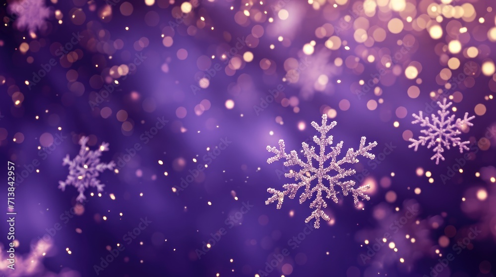Purple background animation with snowflakes drifting amidst glowing ...