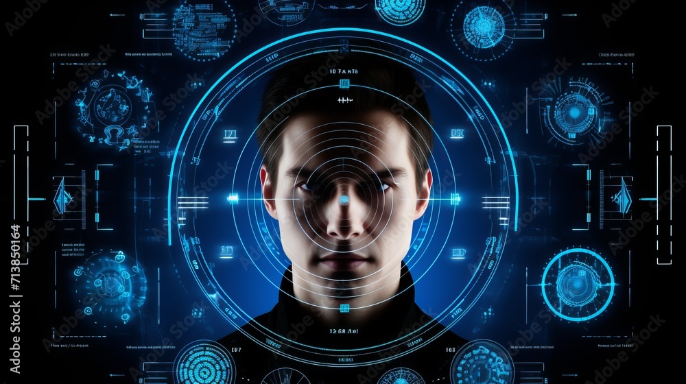 Facial recognition system concept 3d scanning, face id, biometric ...