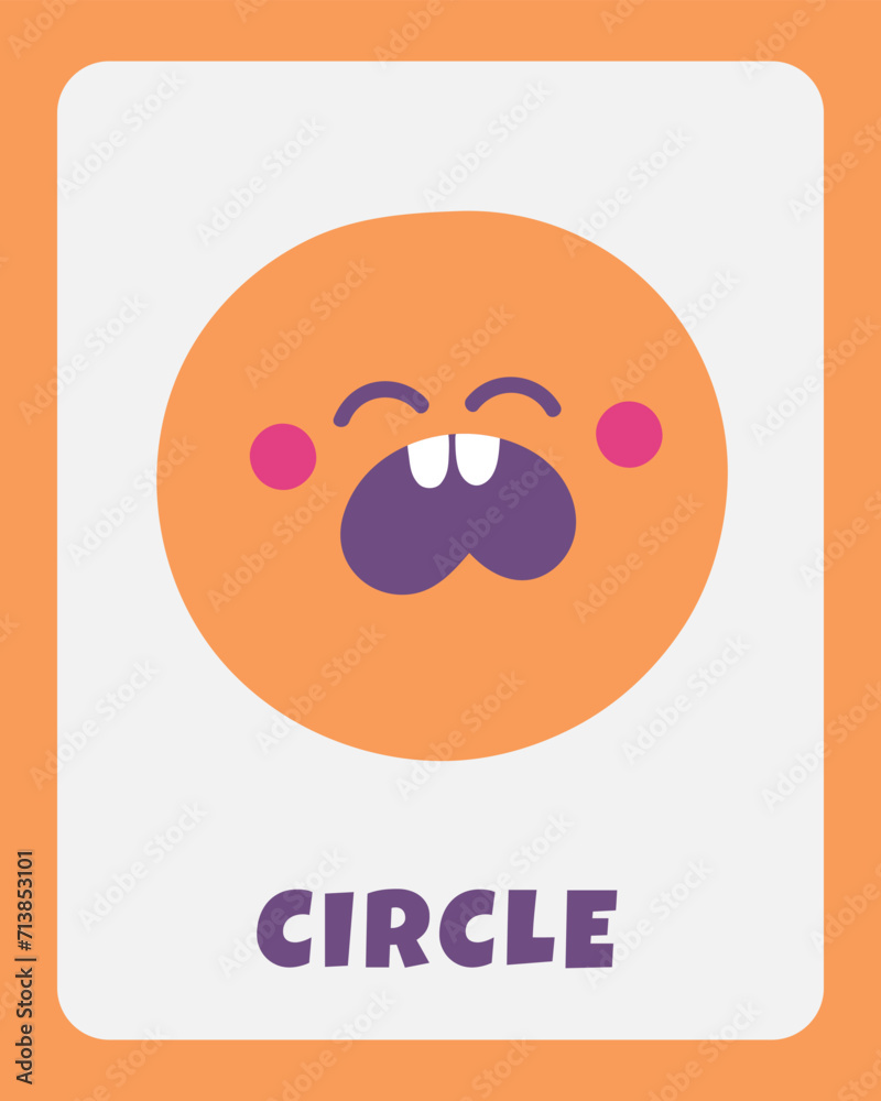 Learn shapes flashcard. Learning English words for kids. Cute hand ...