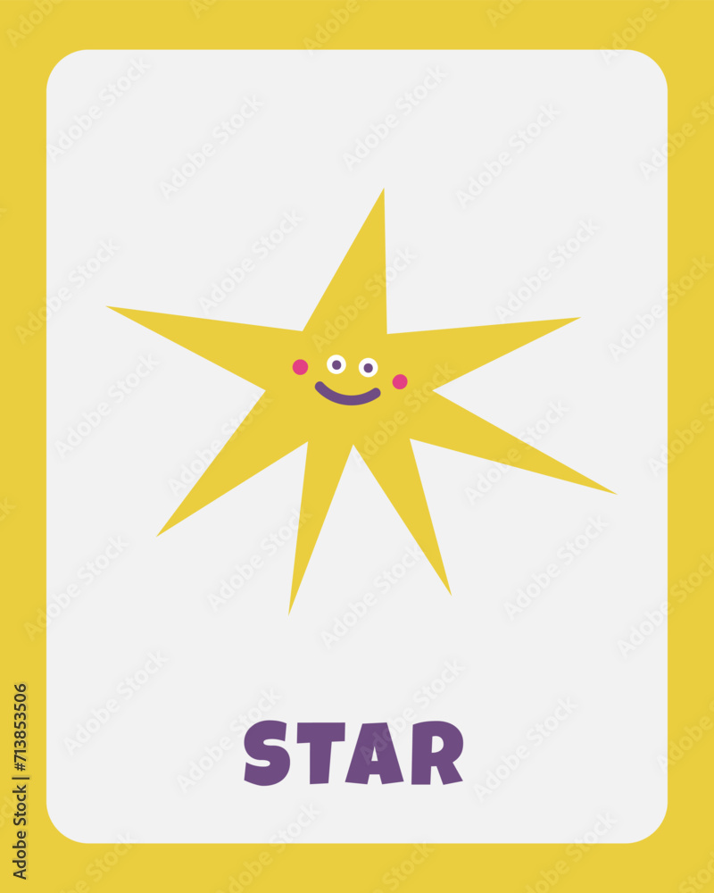 Learn shapes flashcard. Learning English words for kids. Cute hand ...