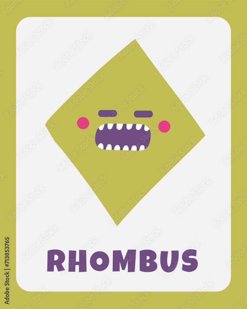 Learn shapes flashcard. Learning English words for kids. Cute hand ...