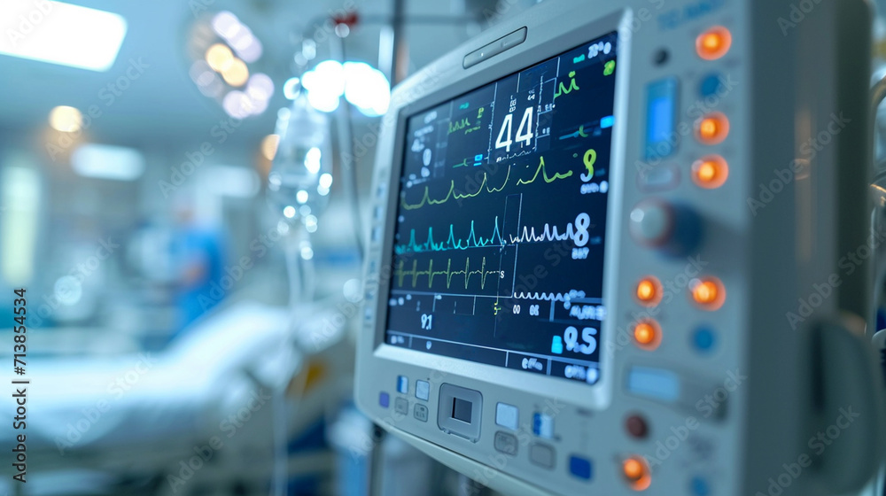Hospital Monitor Showcasing Vital Signs and Advanced Medical Technology ...