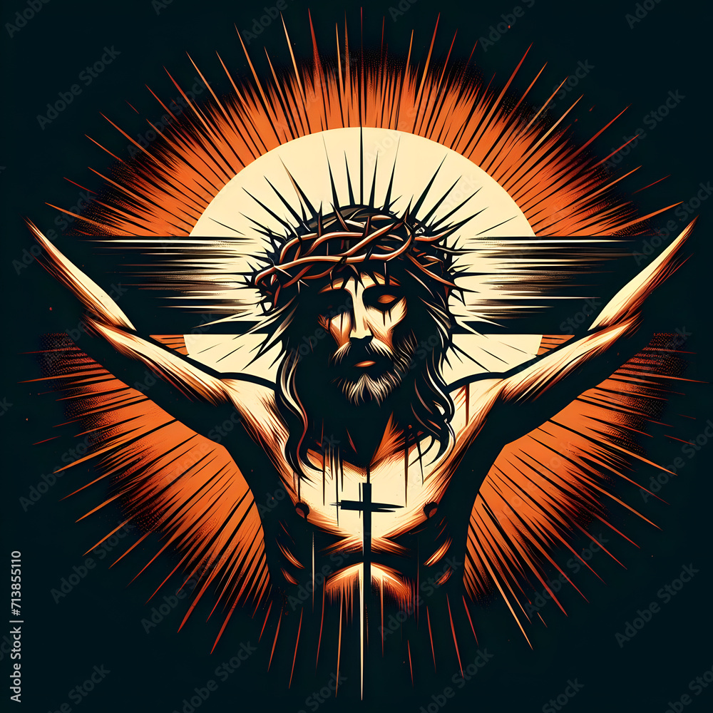 Crucified Jesus on cross. Concept of suffering from human sins. Stock ...