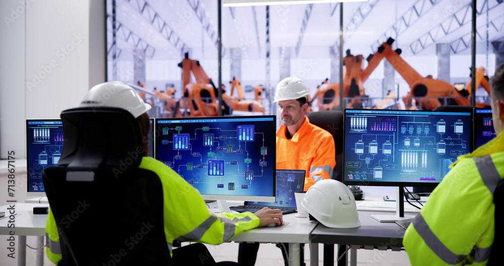 Engineer Operators Using Scada System Stock Photo | Adobe Stock