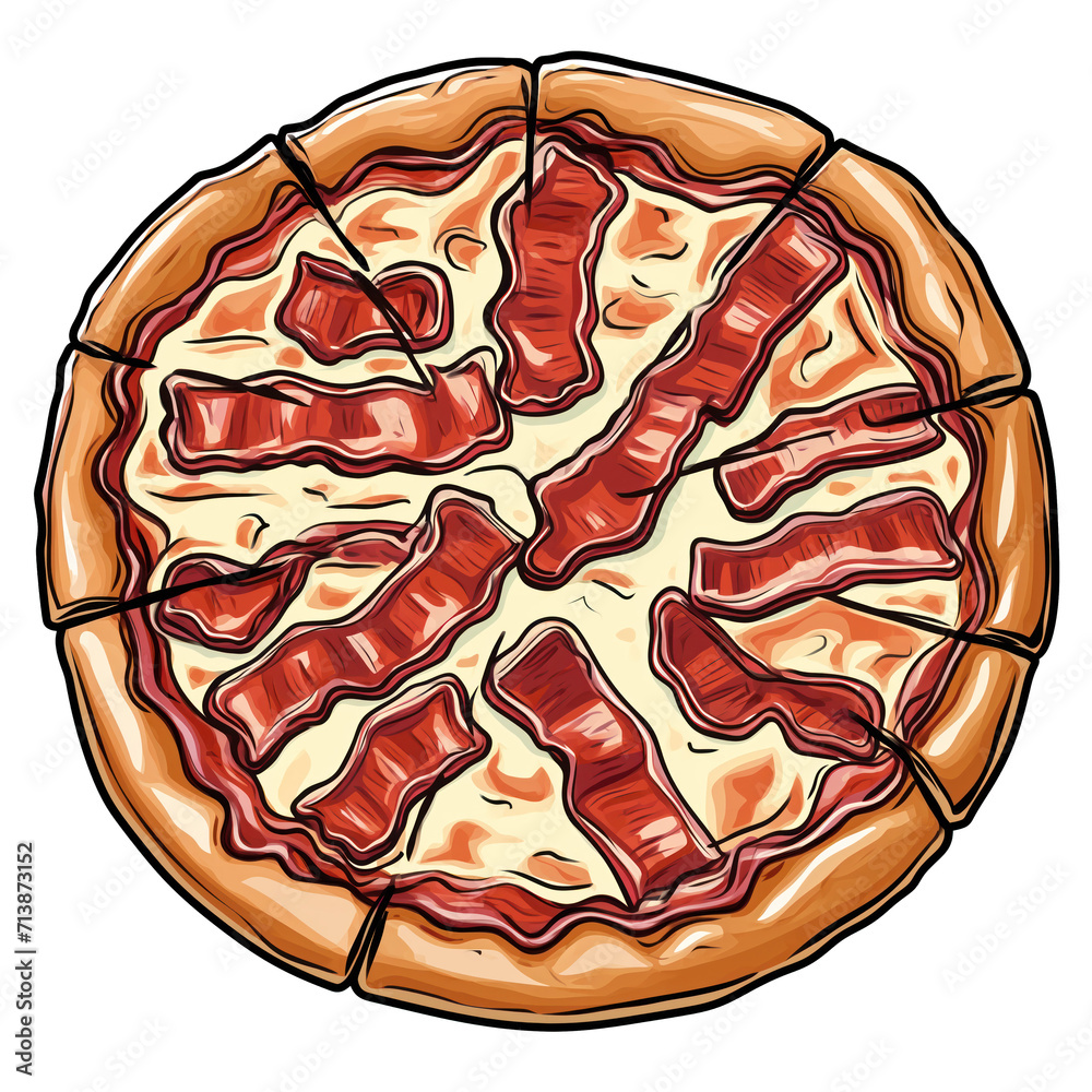 crispy bacon stripes pizza . Clipart PNG image . Transparent background ...
