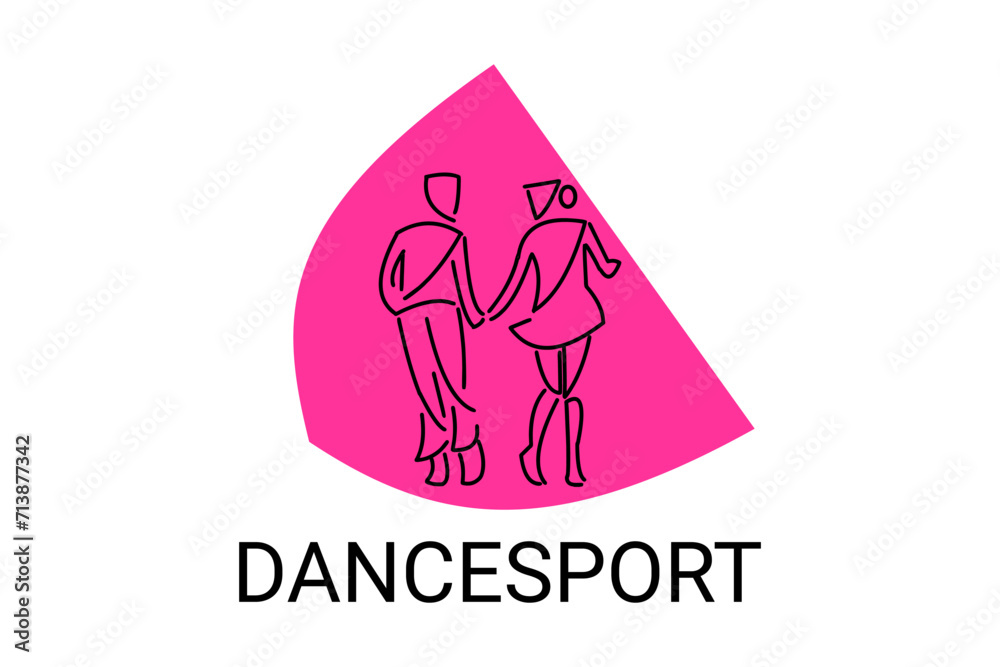 dancesport sport vector line icon. a couple of dancers are dancing in ...