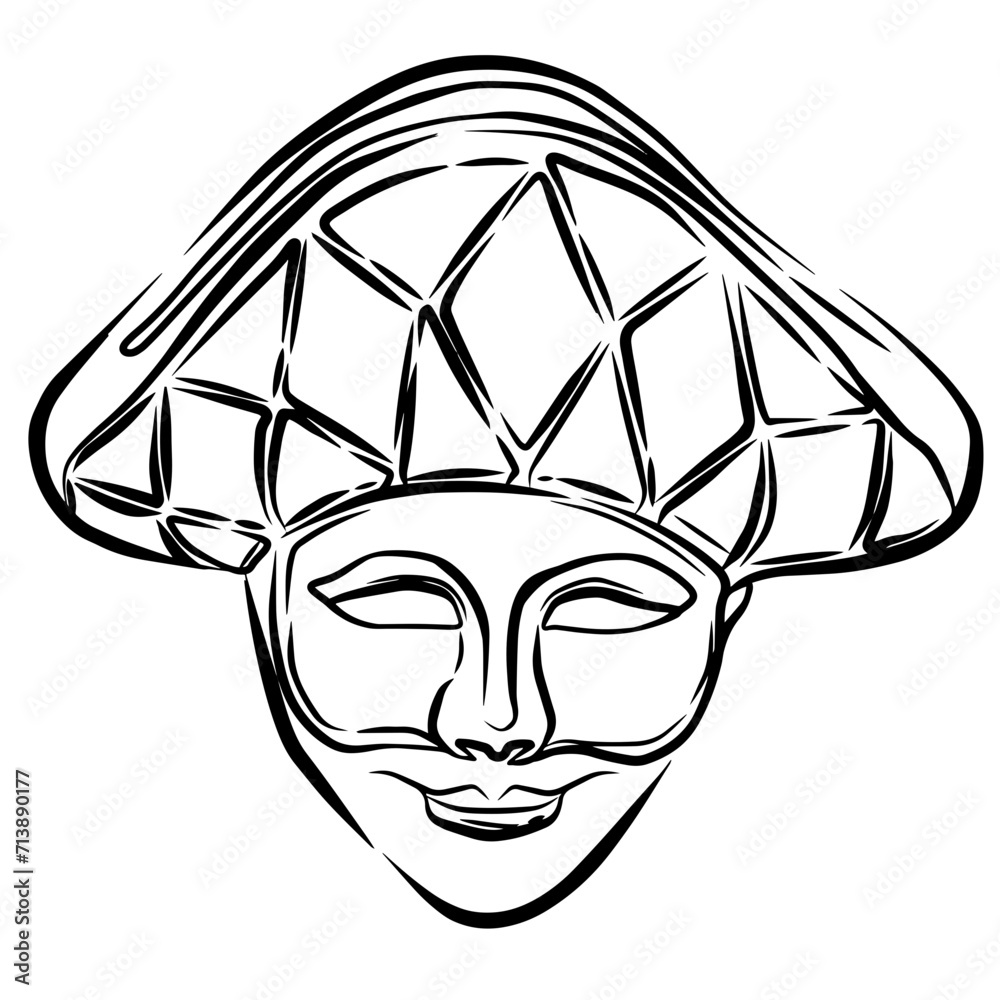 fancy mask illustration carnival element clipart hand drawn venetian ...