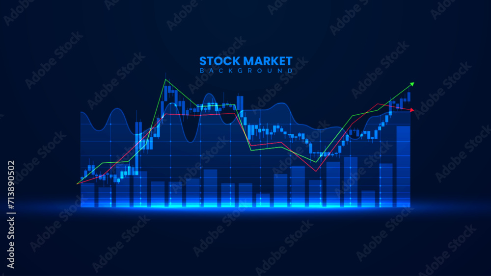 Stock market growth graph in futuristic technology style. Business ...