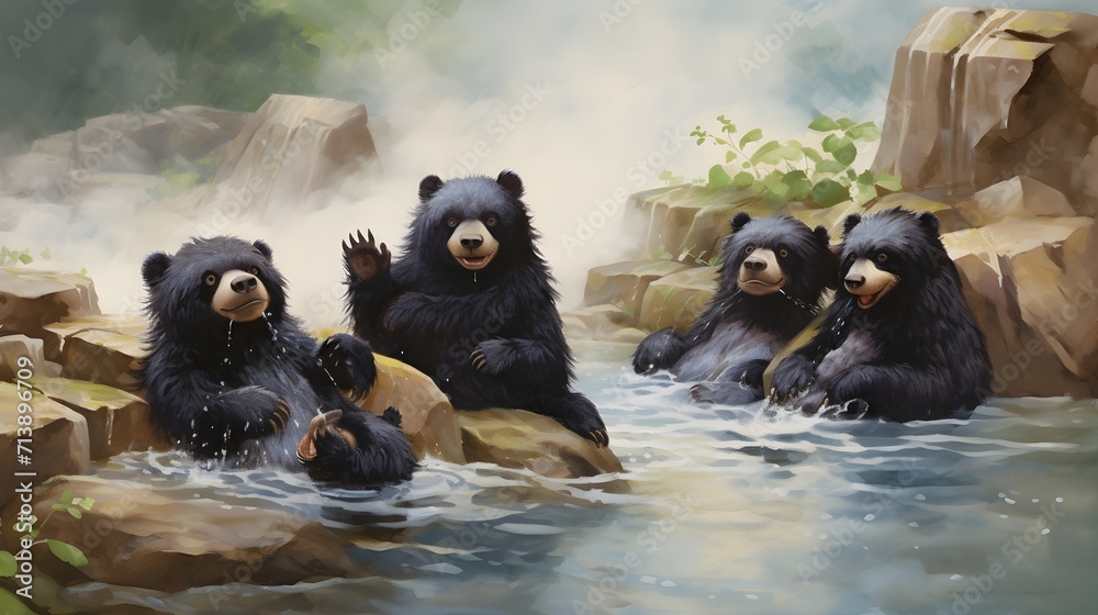 Relaxation Comedy: Dive into a humorous scene as sloth bears enjoy a ...