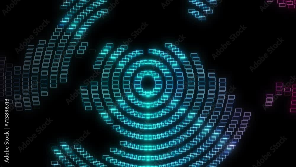 Abstract Animation Of Circle Vj Loop Square Particle Animation On Black ...