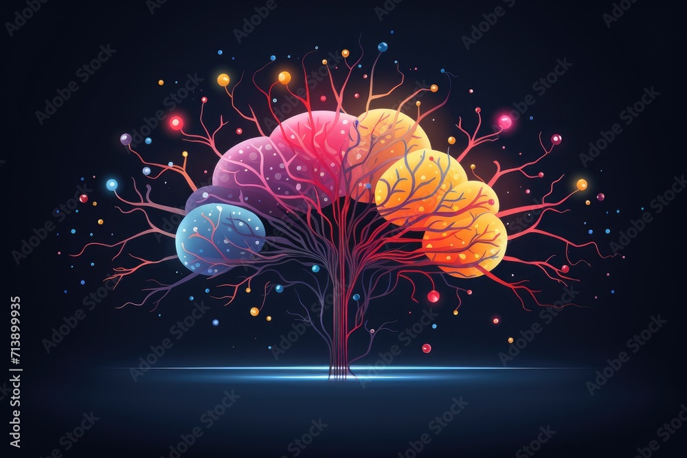 Neuronal network neurons, brain synapses connections to Peripheral ...