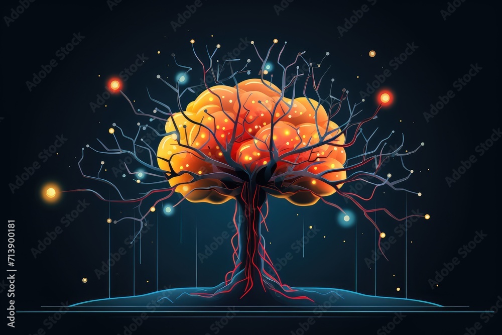 Neuronal network neurons, brain synapses connections to Peripheral ...