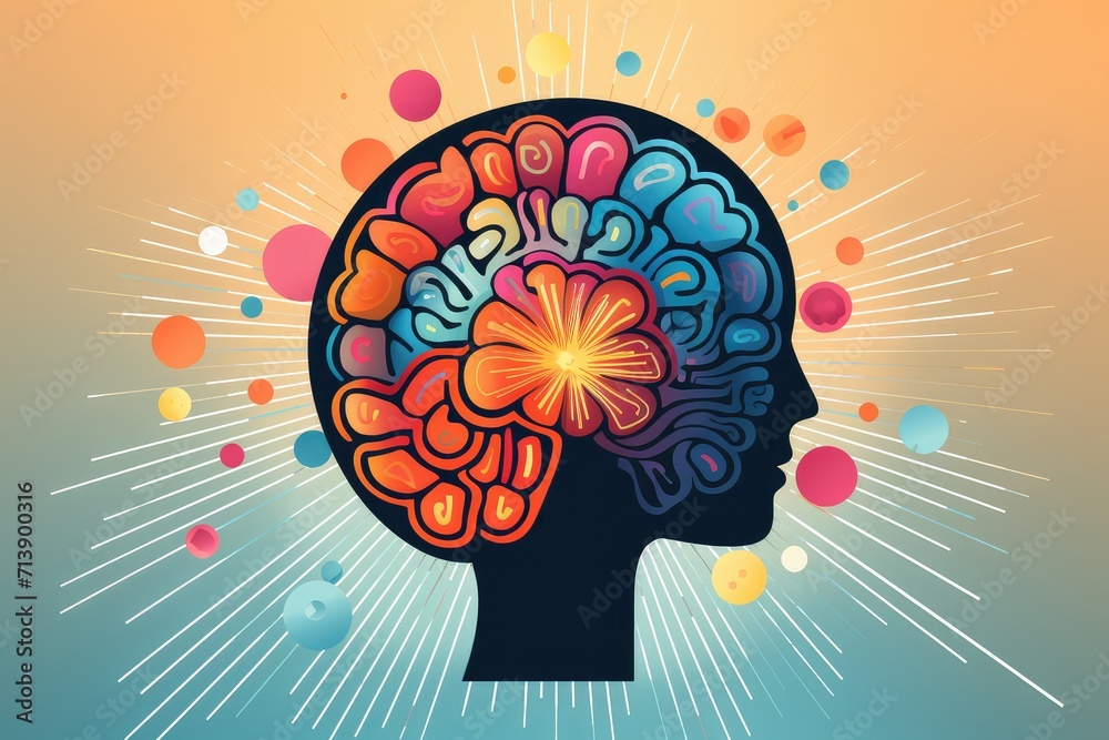 3D Vector illustration human brain and mind tree organic growth of ...