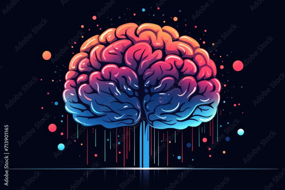 3D Vector illustration human brain and mind tree organic growth of ...
