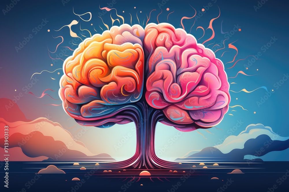 3D medical illustration human brain anatomy. Intelligence, wisdom and ...