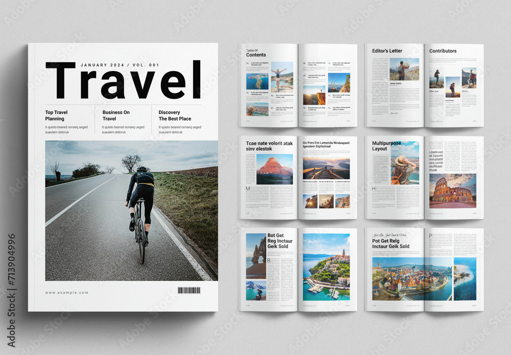 Travel Magazine Template Design Layout Stock Template | Adobe Stock