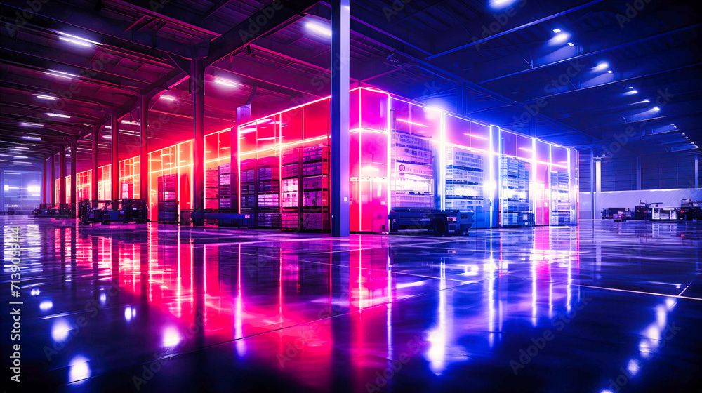 Immerse yourself in a futuristic neon wonderland. This abstract ...