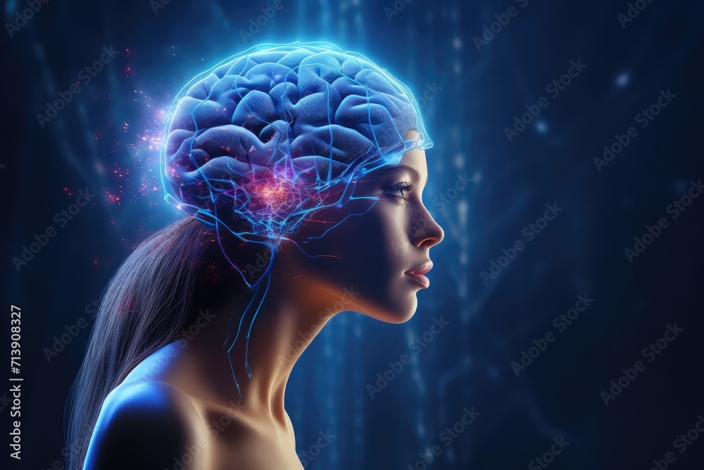 Human Brain Medtech, AI models Head cyborg technology imaging ...