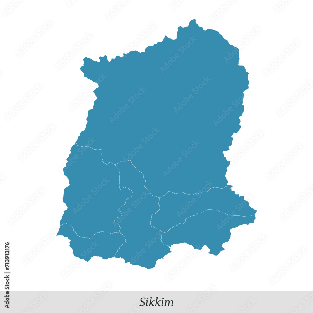 map of Sikkim is a state of India with districts Stock Vector | Adobe Stock