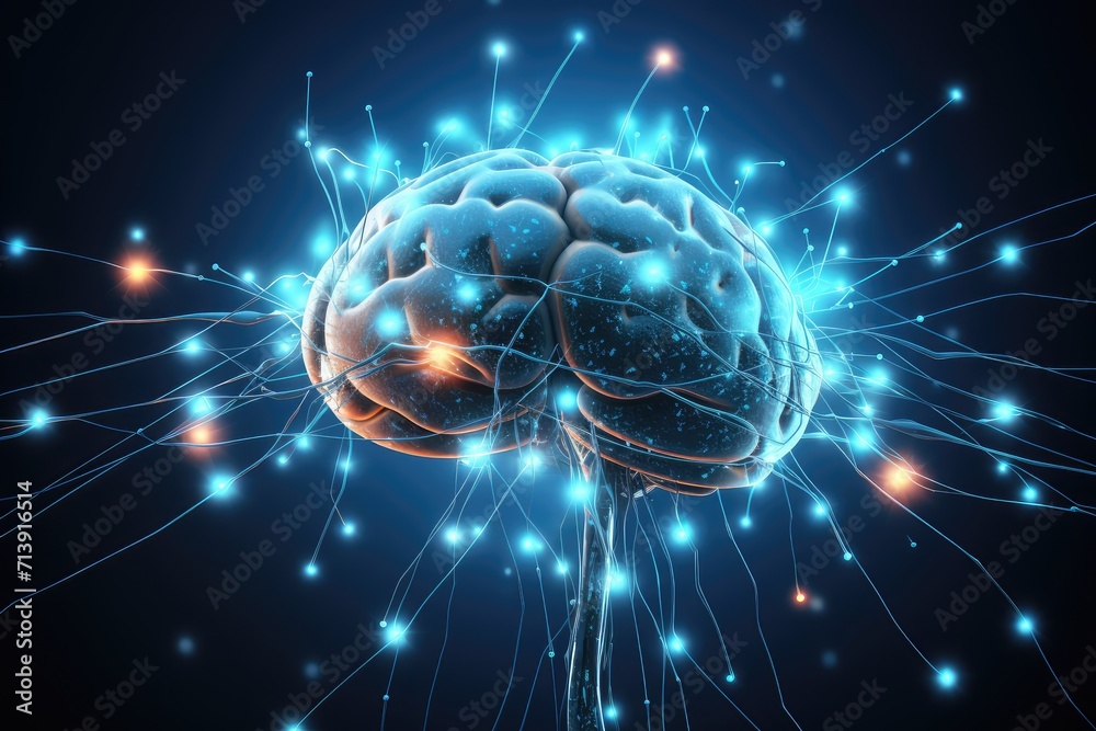 Neural Colorful Brain Nerve Cell Energy Connection, Brain Dots Pattern ...