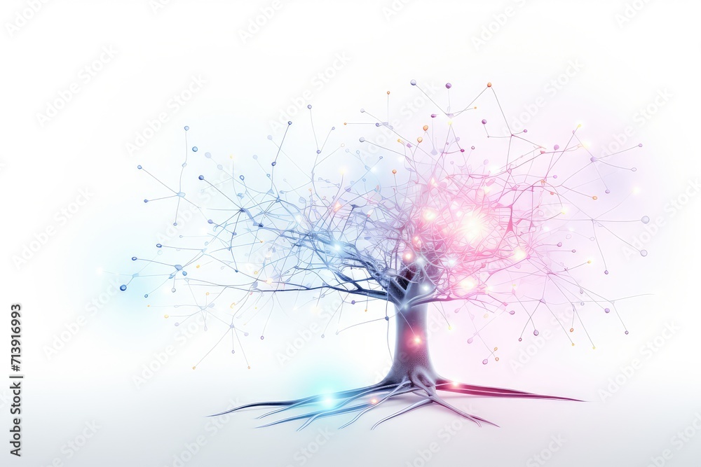 Neural Colorful Brain Nerve Cell Energy Connection, Brain Dots Pattern ...