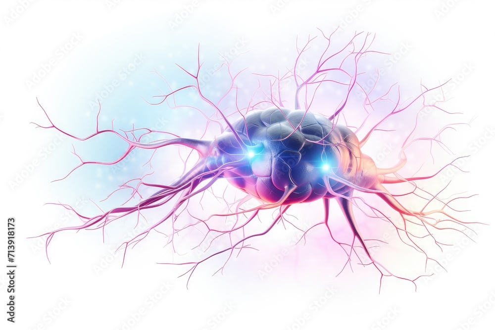 Neuronal network neurons, brain synapses connections to Peripheral ...
