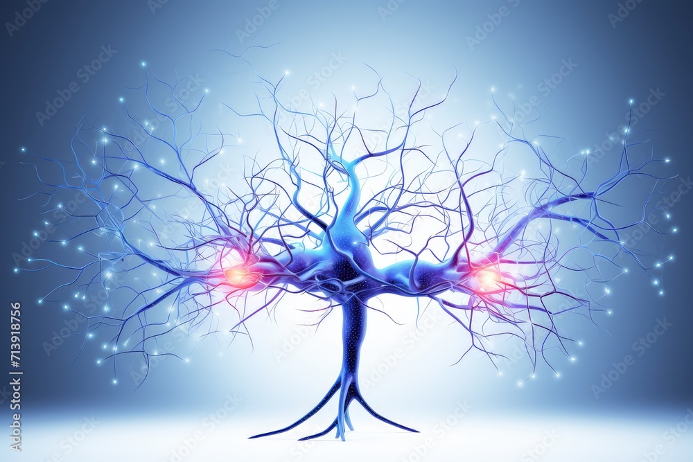 Neuronal network neurons, brain synapses connections to Peripheral ...
