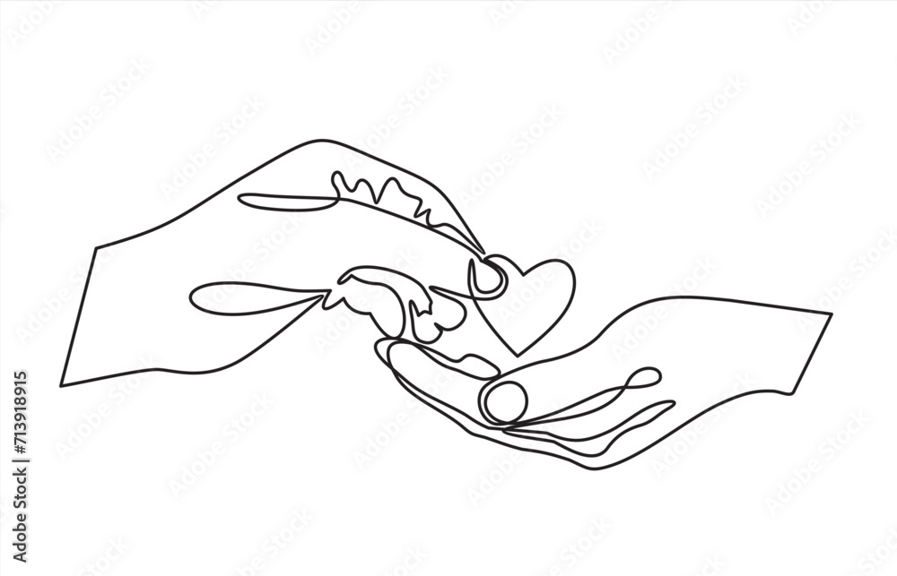 hand drawn doodle hand giving and receiving love illustration in ...