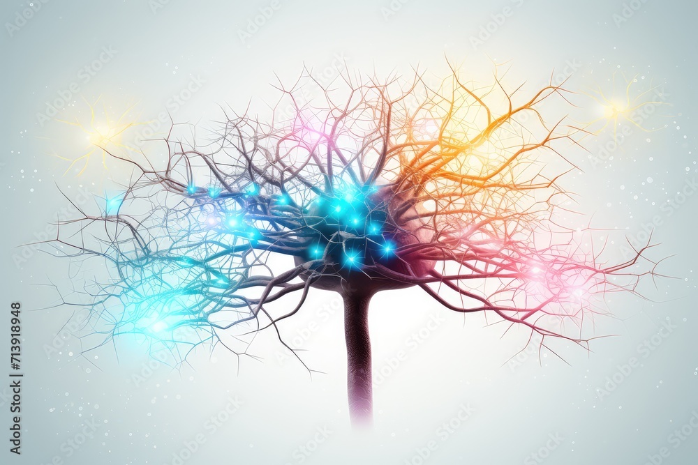 Neuronal network neurons, brain synapses connections to Peripheral ...