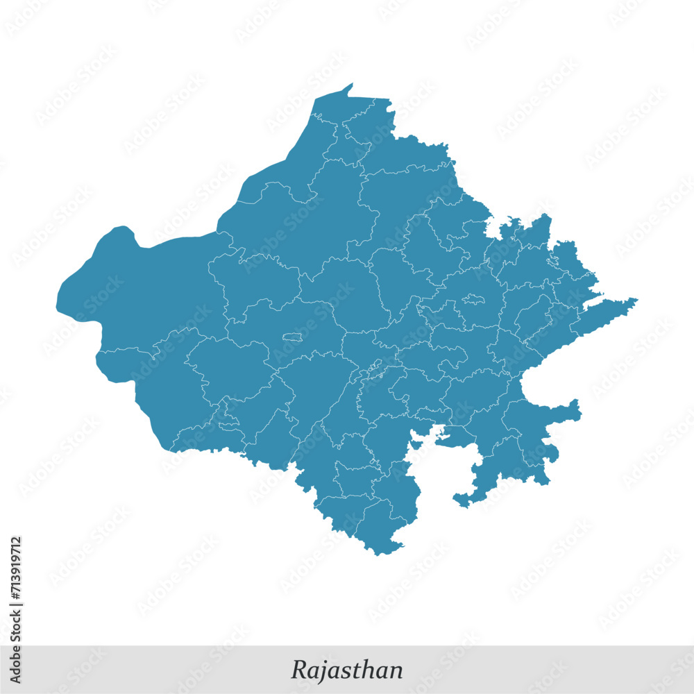 map of Rajasthan is a state of India with districts Stock Vector ...