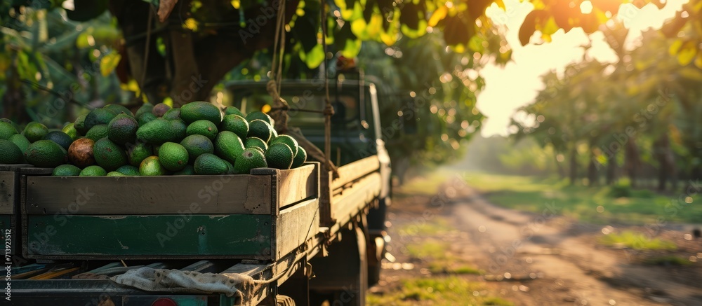 Farmers loading the truck with full hass avocado s boxes Harvest Season ...