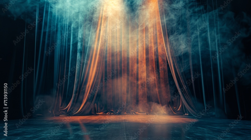 Stage background design, heavy velvet curtain open, black stage ...