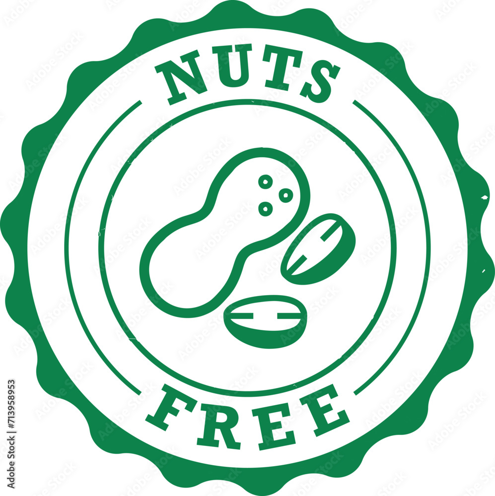 Nut Free Silhouette and Line Icon Set. Nuts Product Stop Sign. Peanuts ...