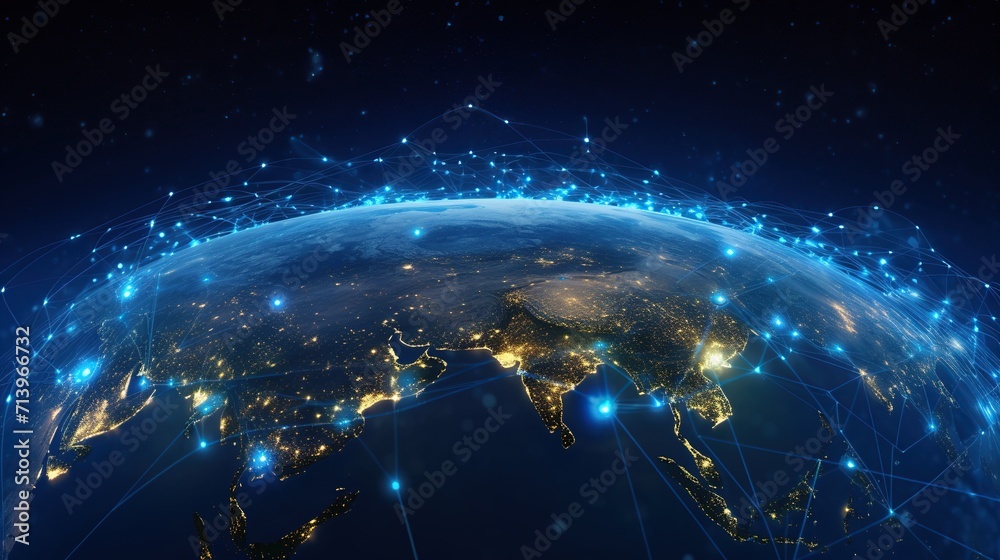 Beautiful planet earth with connecting points and lines for worldwide ...