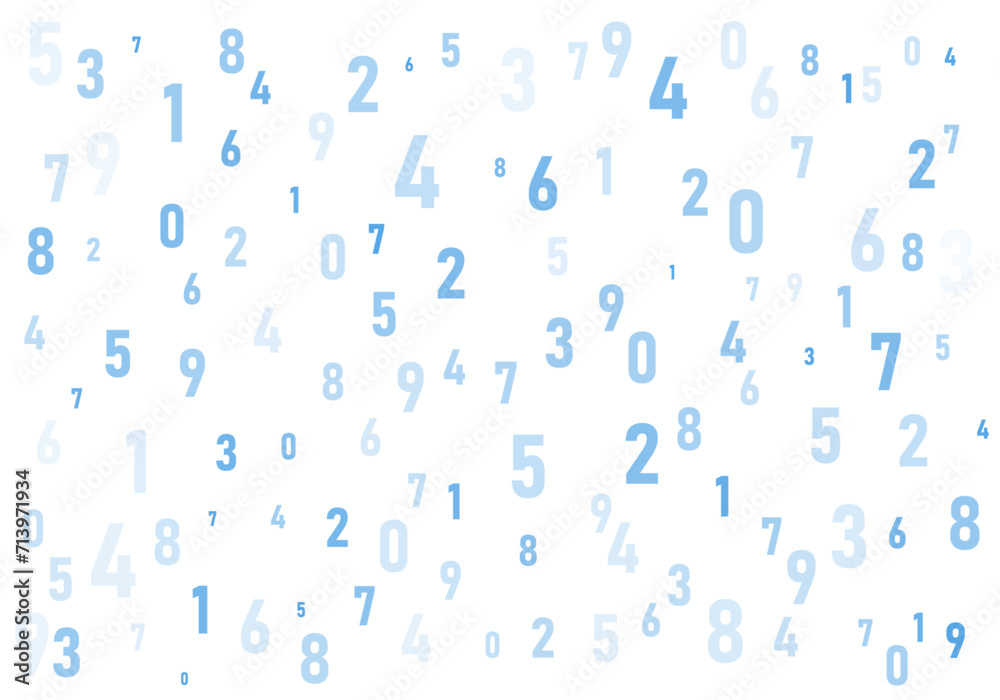 Number in blue color. Crowded numbers pattern big data information ...