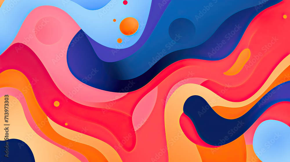 Dynamic abstract shapes in a vibrant and bold color palette, forming a ...