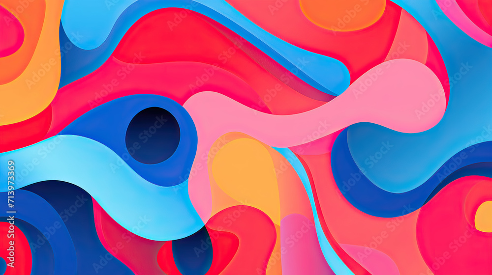 Dynamic abstract shapes in a vibrant and bold color palette, forming a ...
