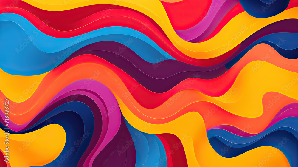 Dynamic abstract shapes in a vibrant and bold color palette, forming a ...
