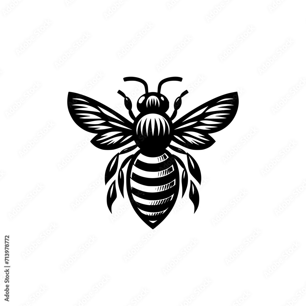 Professional black and white bee logo, suitable for a variety of ...
