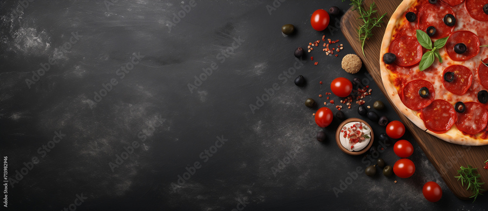 Tasty pepperoni pizza with mushrooms and olives, Traditional italian ...