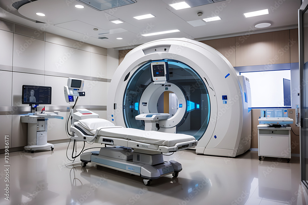 High-tech modern CT scan room in the modern hospital design. Stock ...