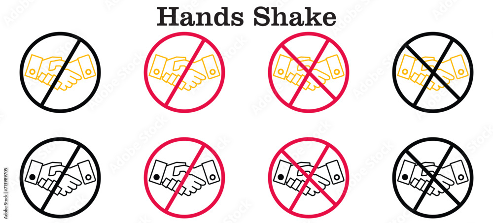 No Hands Shake vector icon illustration. Don't shake hands for virus ...