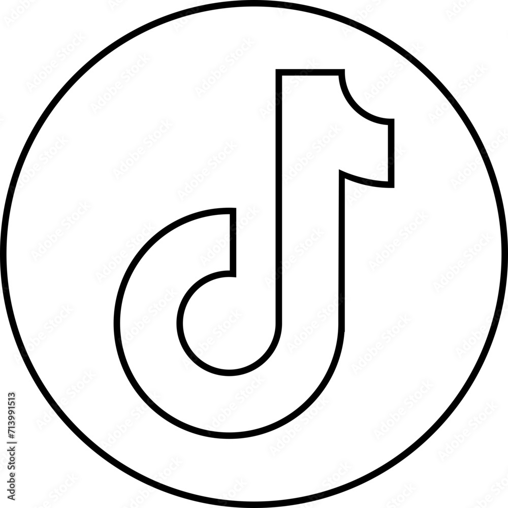 Tiktok logo. Realistic social media icon logotype. Tik Tok flat Icon ...