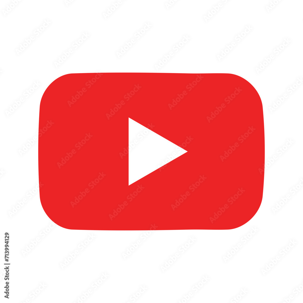 Red YouTube logo on a transparent background. Realistic social media ...