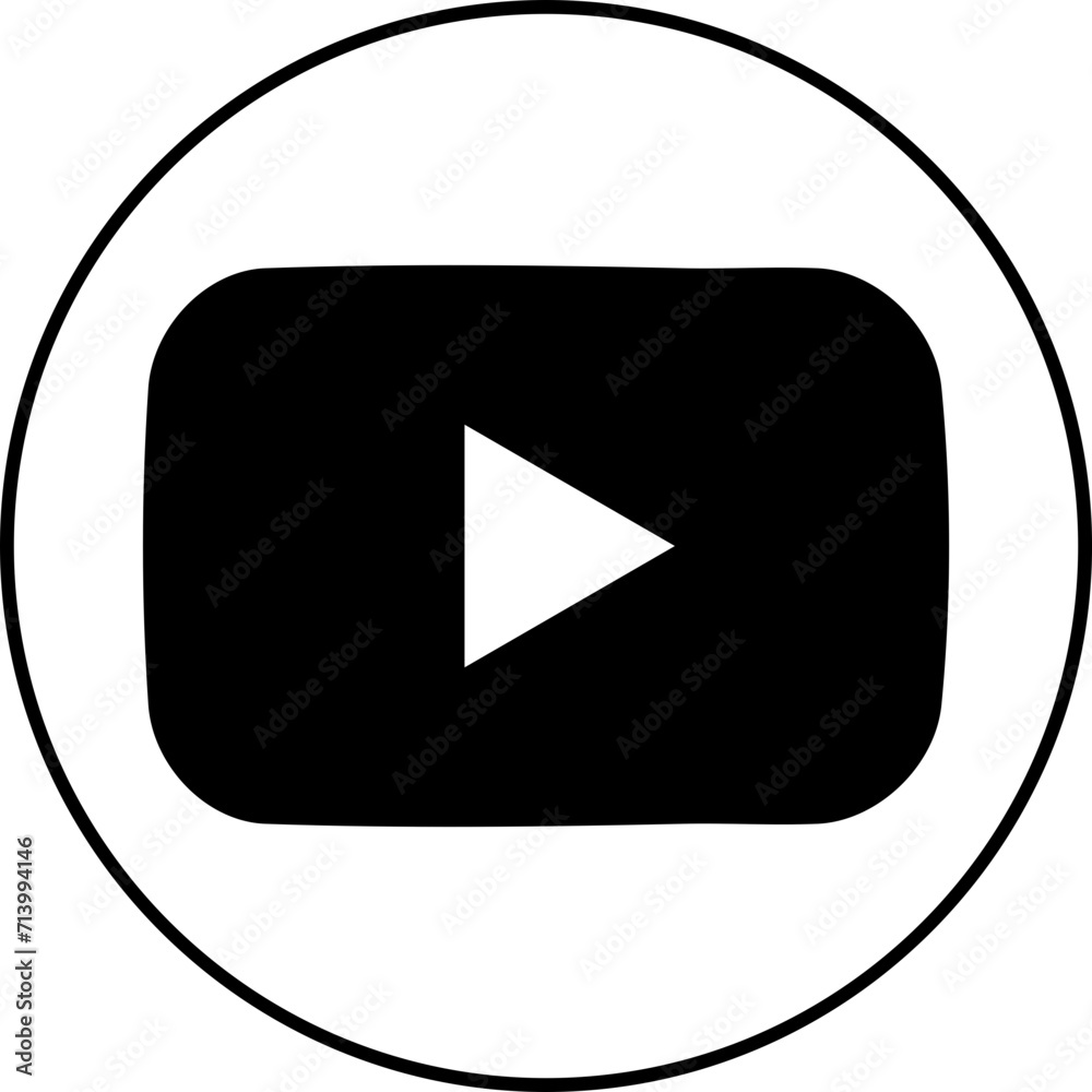 Black YouTube logo on a transparent background. Realistic social media ...
