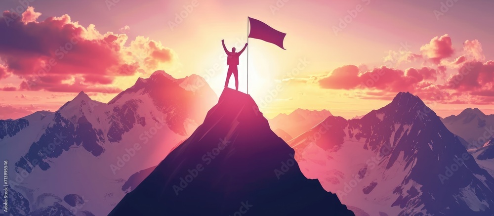 Successful business leader reaching new heights, achieving goals, and ...