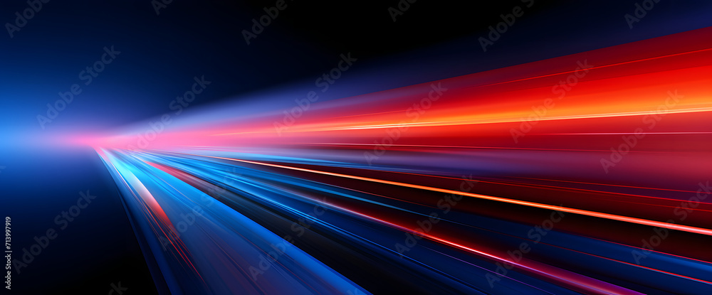 Abstract modern artwork with high speed sync blue and red lights ...