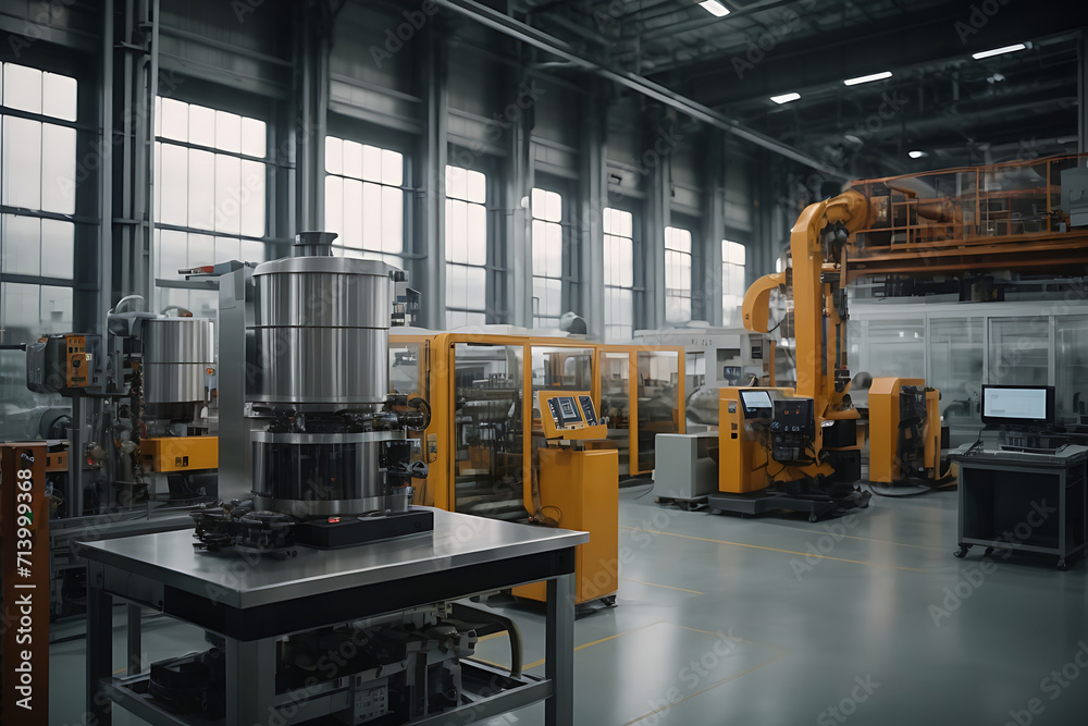 Industry 4.0 smart factory interior showcases IIoT machines, efficient ...