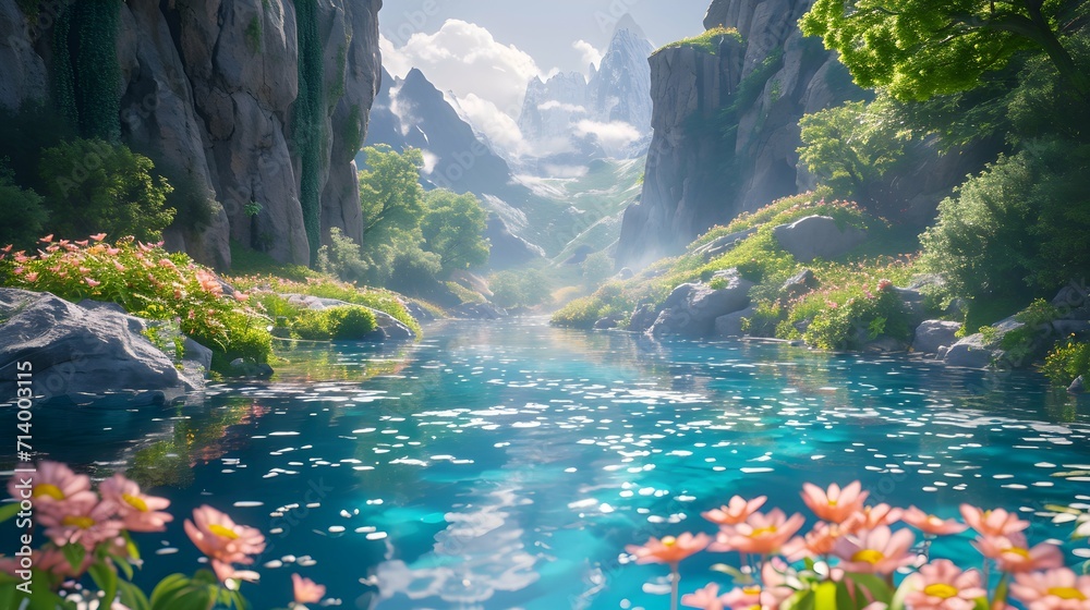 Imagine a tranquil river winding its way through a lush valley ...