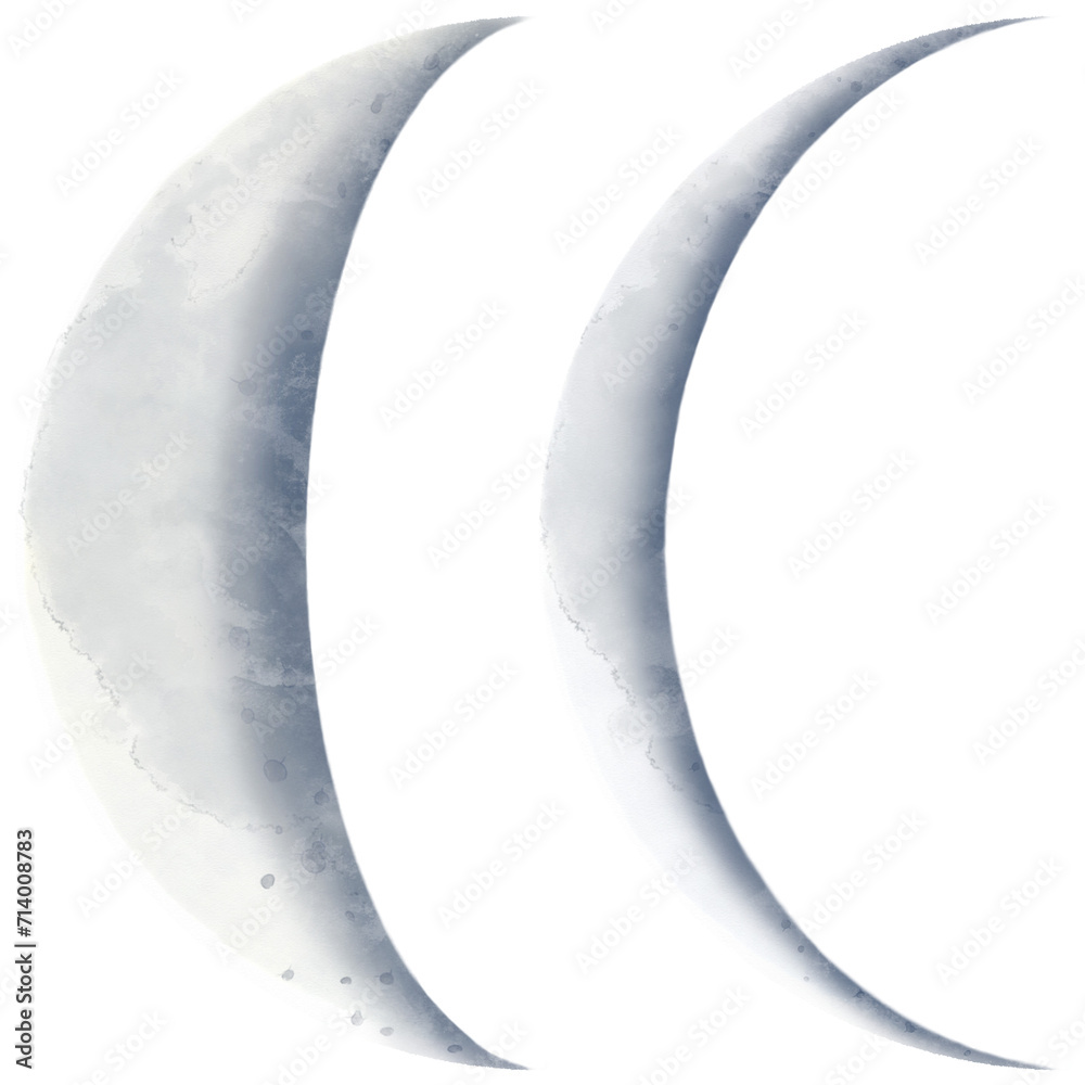 Waning crescent moon Watercolor painting transparent PNG Stock ...